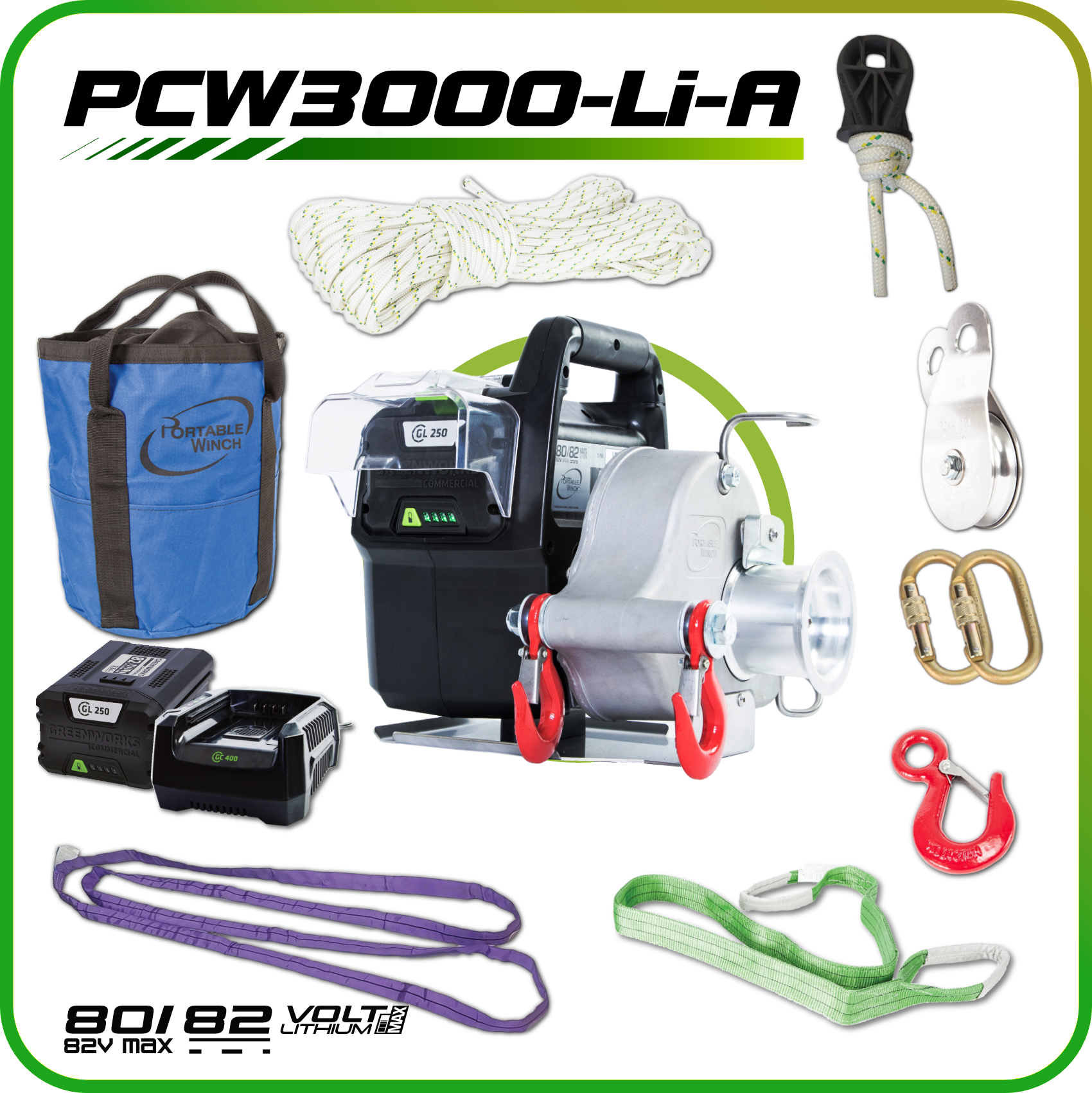 PCW3000-Li treuil de tirage a batterie – Portable Winch FR